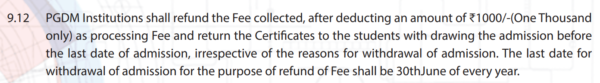 Understanding the refund policy of MBA colleges - Quantifiers